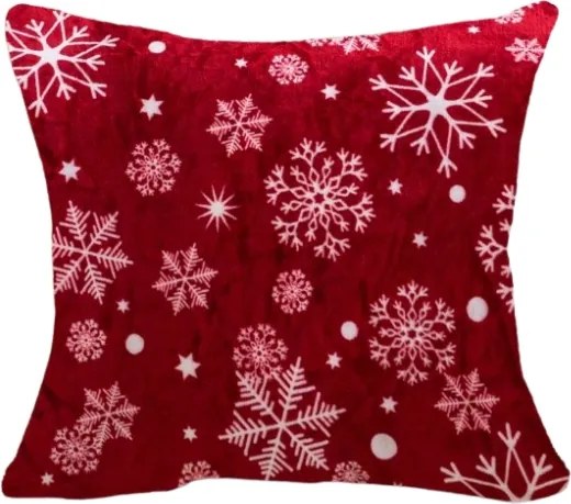 Mikroplyšový povlak na polštářek SNOWFALL 45x45 cm, červený