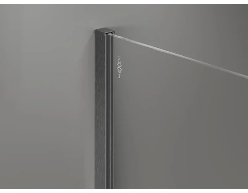 Mexen, Mexen Kioto-X sprchová stěna 100 x 200 cm, grafit 10 mm, pistolově šedá kartáčovaná - 800-100-101-66-40-X