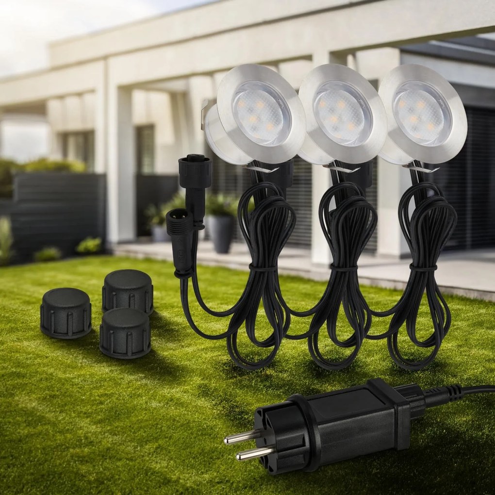 BRI 3914032 CONNECT TO SHINE startovací sada Padouk 3ks LED zapuštěných svítidel do země, IP67 - BRILONER