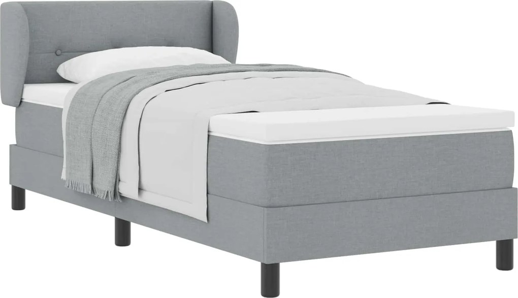 Postel s boxspringem s čelo Světle šedá 90 x 200 cm textil 3340003