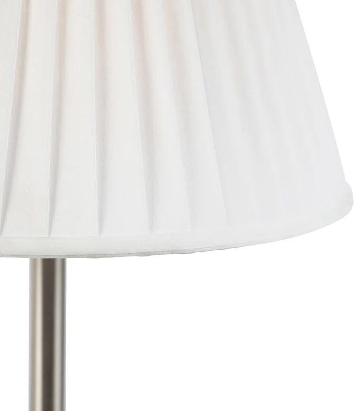 Klasická stolní lampa z oceli se skládaným odstínem bílá 35 cm - Simplo