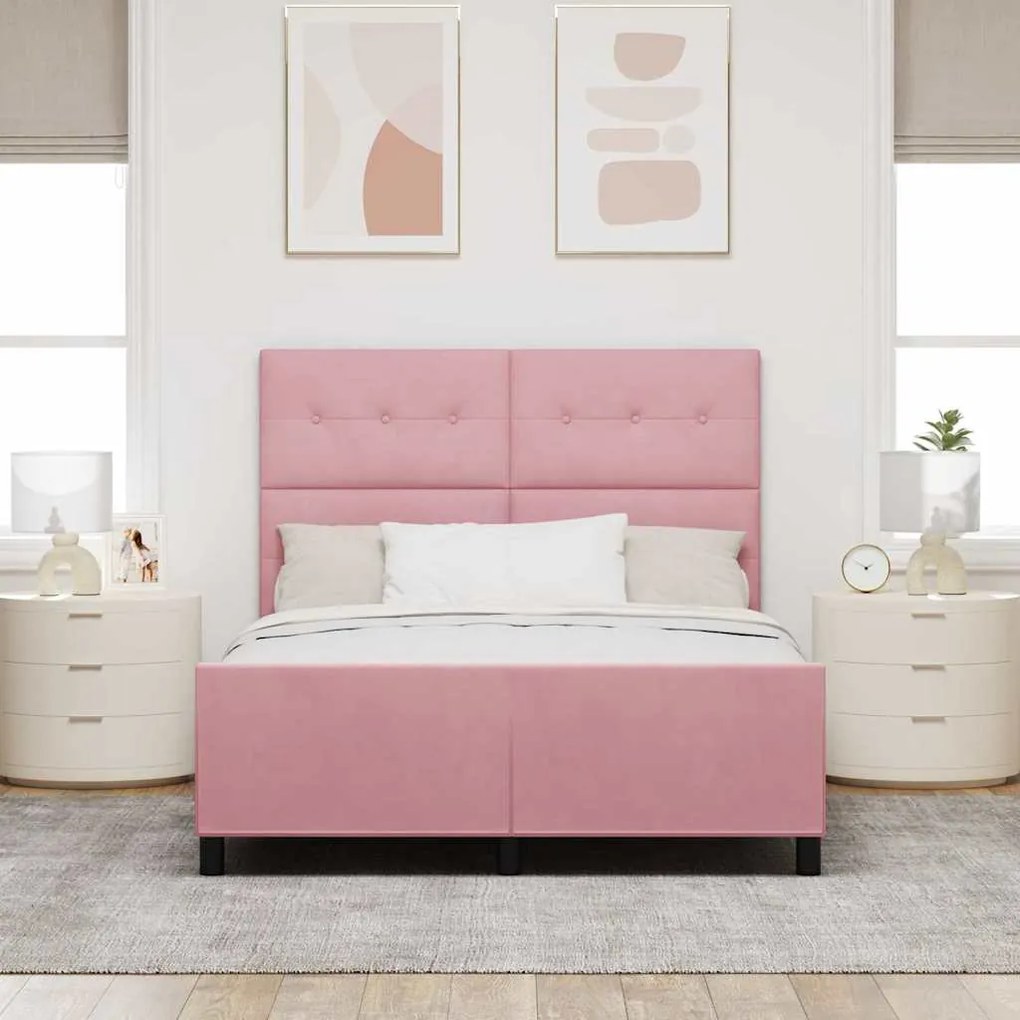 Postel s boxspringem s čelo Růžová 160 x 200 cm samet 3344956