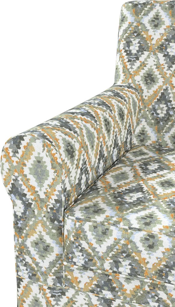 Potah na křeslo IKEA Ektorp Jennylund barva modrá látka pletený vzor, vzorované