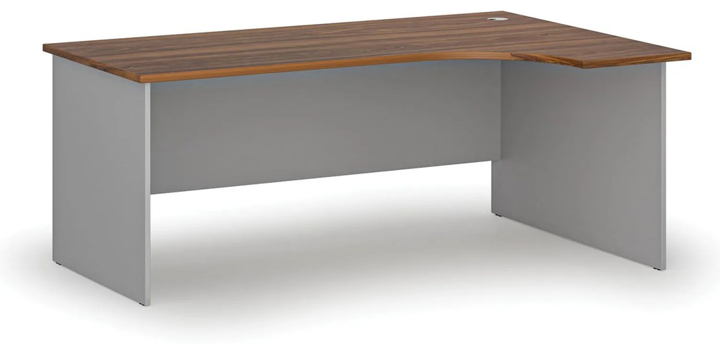 Rohový kancelářský psací stůl PRIMO GRAY, 180x120 cm, pravý, šedá/ořech