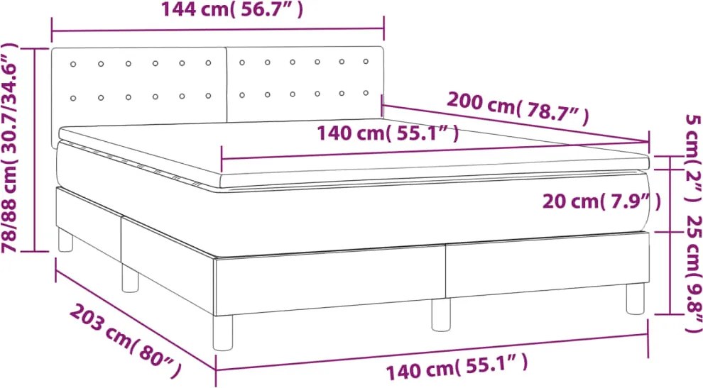 Box spring postel s matrací světle šedá 140x200 cm samet 3141545