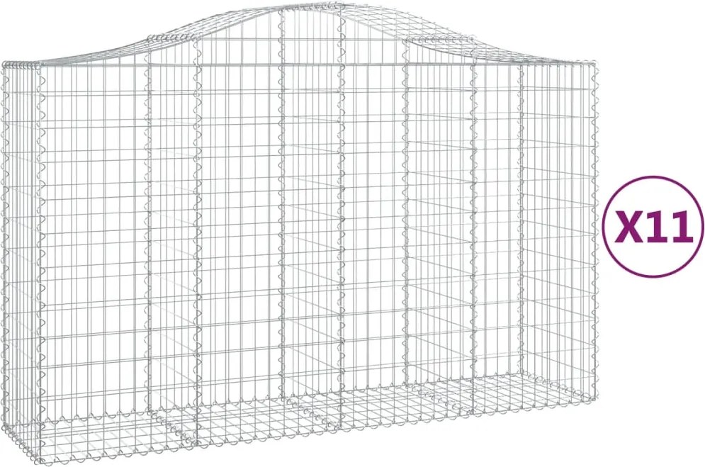 Klenuté gabionové koše 11ks 200x50x120/140cm pozinkované železo 3145670
