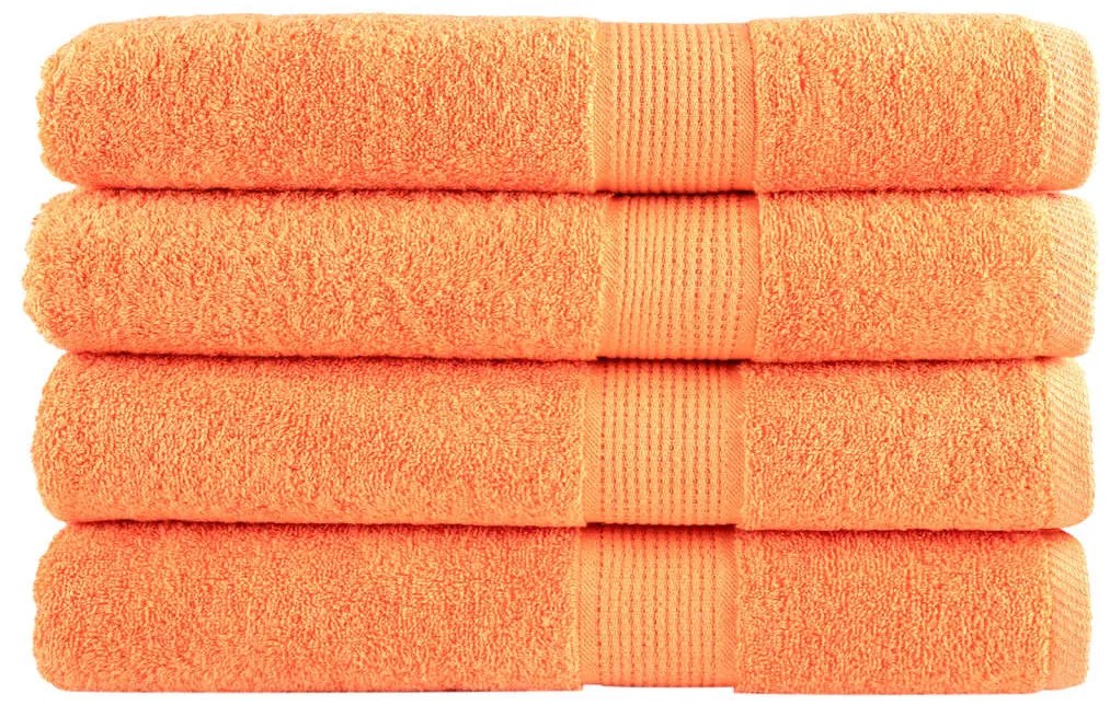 Premium ručníky SOLUND 4 ks oranžové 100 x 200 cm 600 g/m²