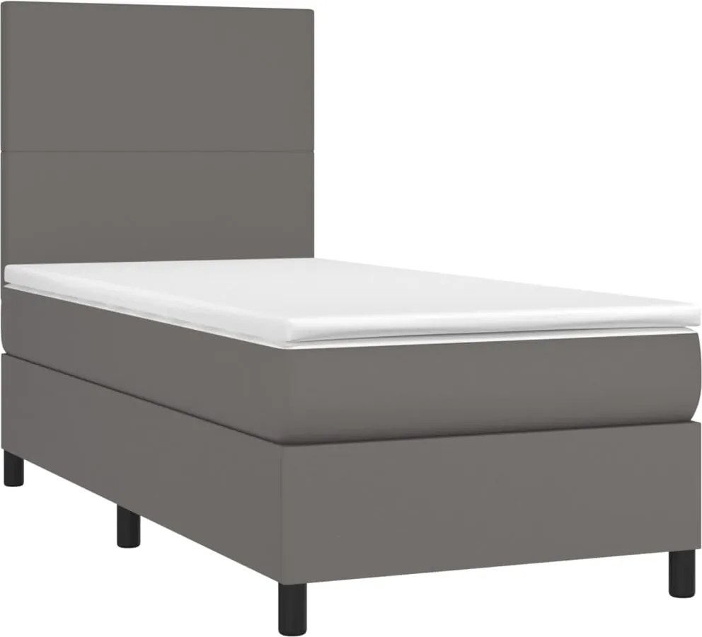 Box spring postel s matrací šedá 100x200 cm umělá kůže 3142711