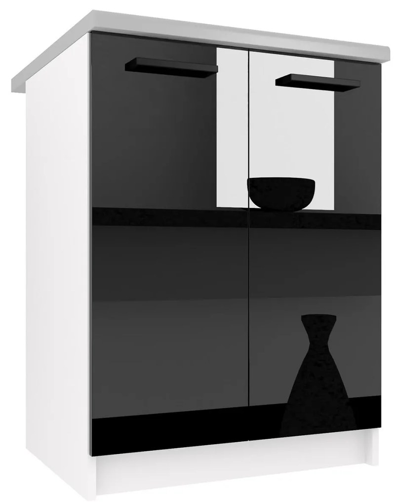 Kuchyňská skříňka Belini spodní 60 cm černý lesk
s pracovní deskou INF SD2-60/0/WT/B/0/B1