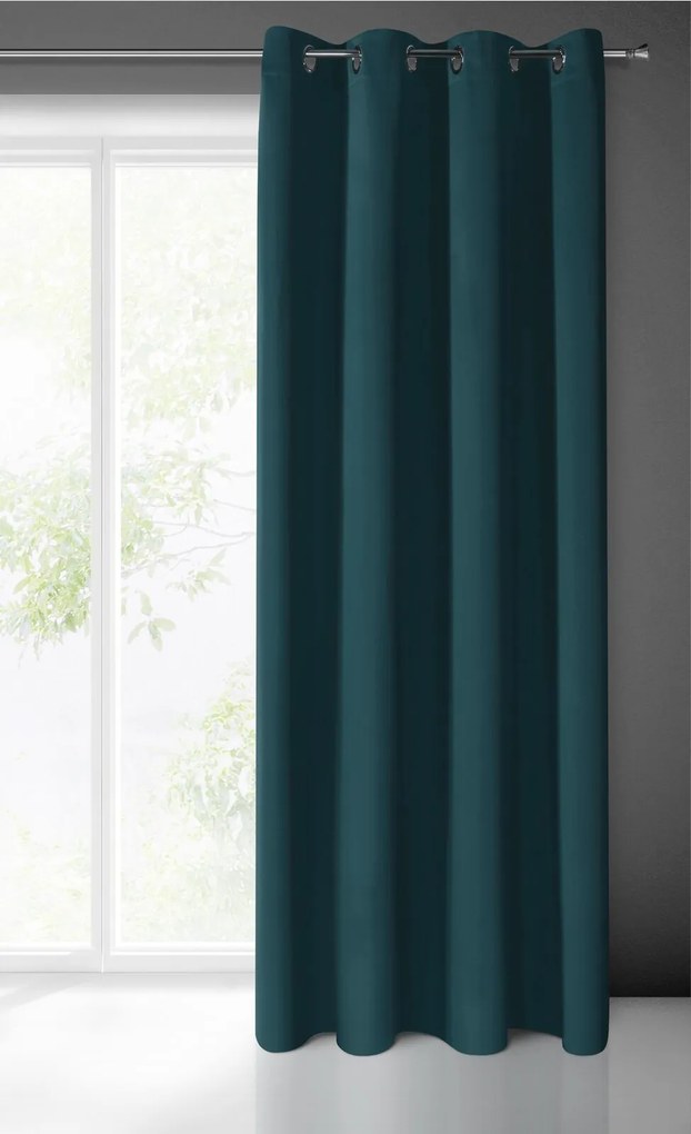 ZATEMŇOVACÍ ZÁVĚS NA KROUŽCÍCH BLACKOUT 135X250 CM TMAVĚTYRKYSOVÁ