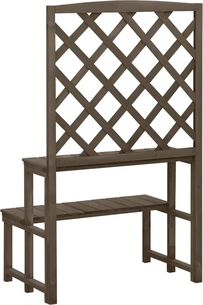 Stojan na květiny s treláží šedý 70 x 42 x 115 cm masivní jedle 316414