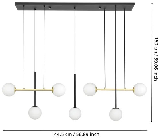 Eglo 390178 - Lustr na lanku PAZ 7xE14/40W/230V zlatá/černá