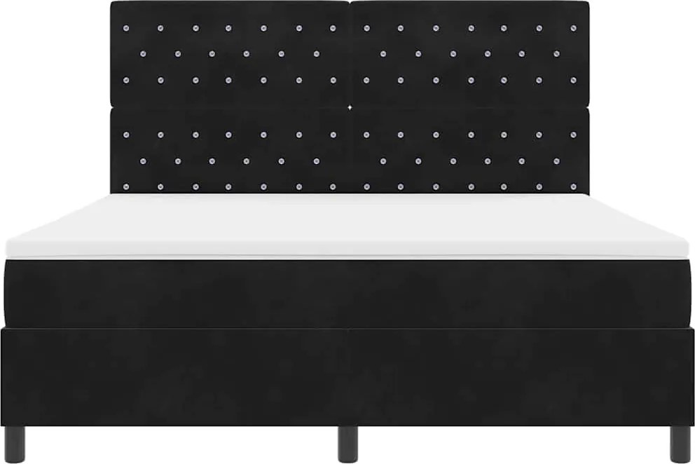 Postel s boxspringem s matrací s čelo Černý 180 x 200 cm samet 3339784