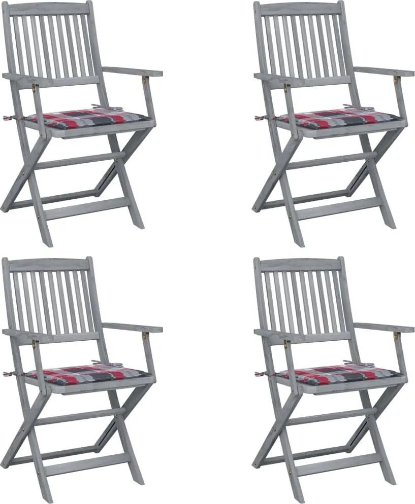 vidaXL Skládací zahradní židle s poduškami 4 ks masivní akáciové dřevo [3064511] Barva: antracitová