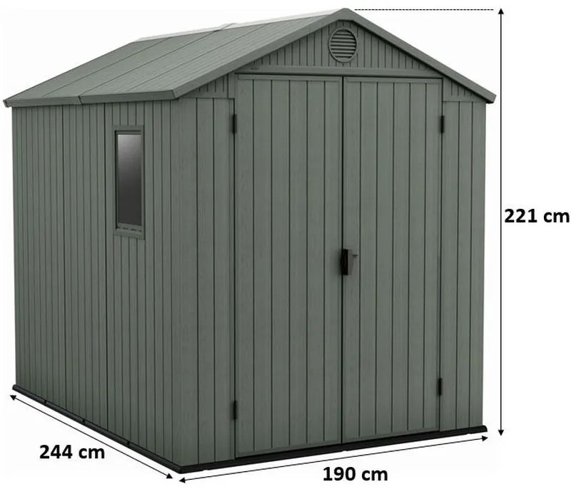 KETER DARWIN 6 x 8 zahradní domek, 190 x 244 x 221 cm, zelený 17210355