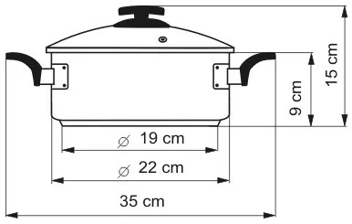 KOLIMAX - české nerezové nádobí Rendlík s poklicí KOLIMAX BLACK GRANITEC 22cm, 3,0l