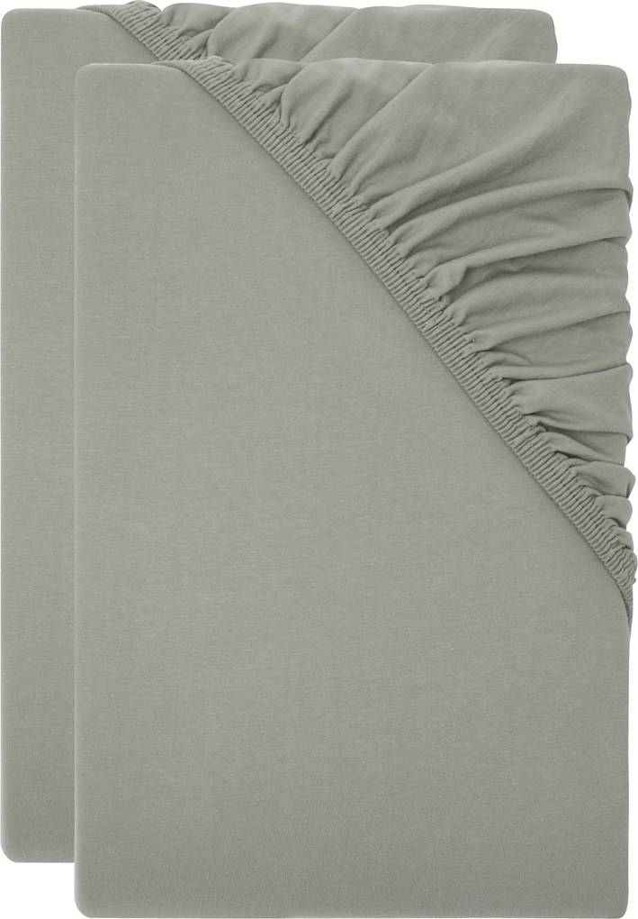 Livarno® Sada žerzejových napínacích prostěradel, 90–100 x 200 cm, 2dílná, zelená/šedá