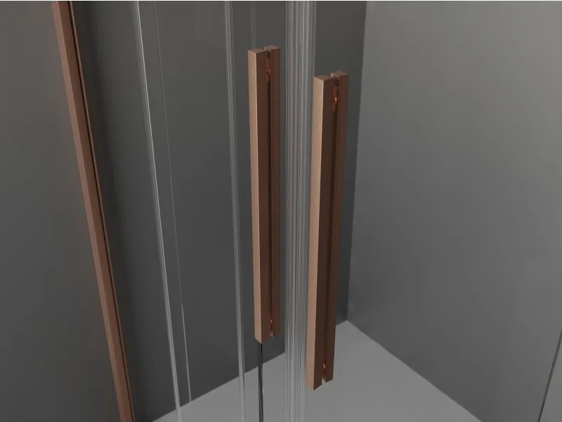 Mexen Velar Duo, sprchový kout s posuvnými dveřmi 100 x 100 cm, 8mm šedé sklo, měděná matná, 871-100-100-42-65
