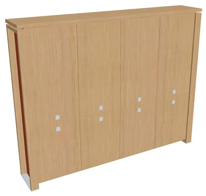 Vysoká skříň Verno+ S 260 x 46 x 210 cm , dub světlý / oranžová
