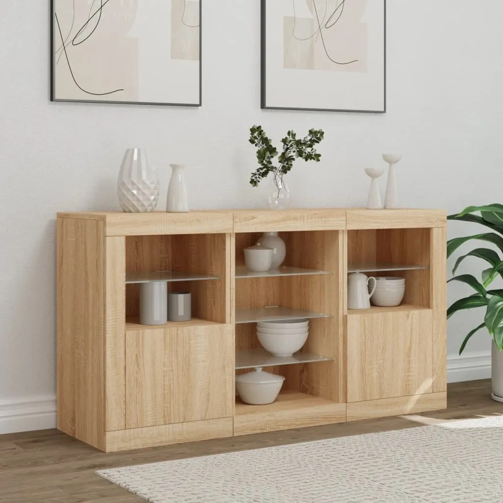 Příborník s LED osvětlením dub sonoma 123 x 37 x 67 cm 3209081