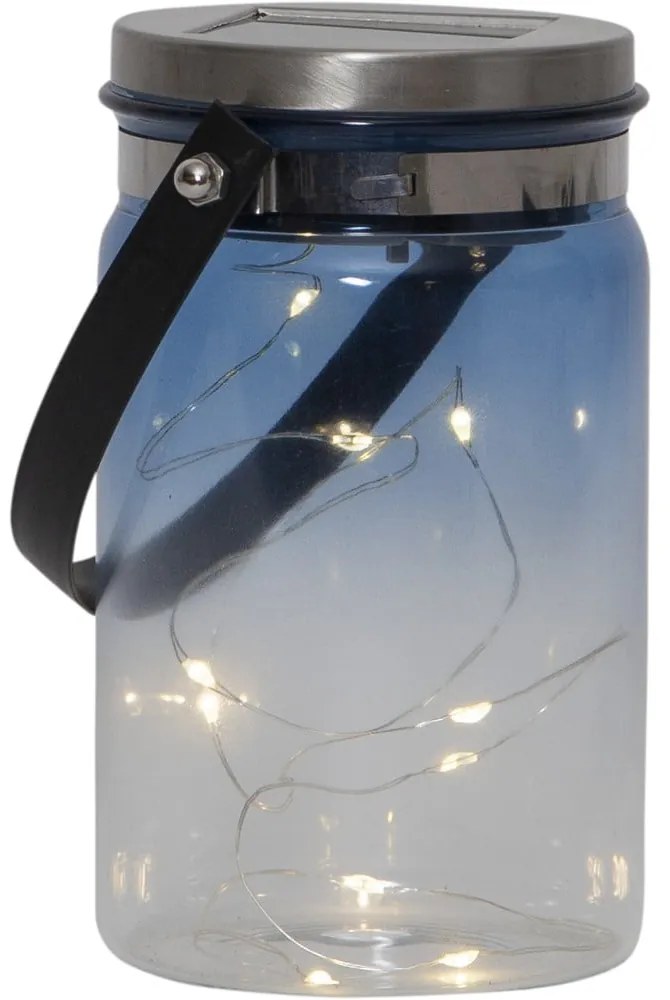 Venkovní solární lucerna Star Trading Tint Lantern Blue, výška 15 cm