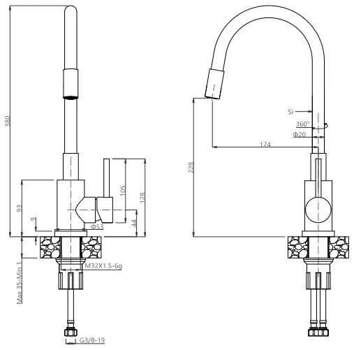 Ohebná kuchyňská dřezová baterie QUADRON MAGGIE měděná