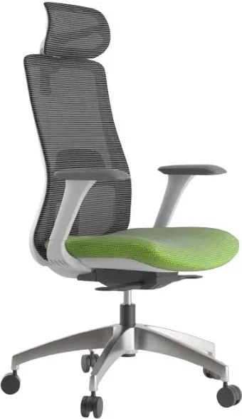 MERCURY Ergonomická kancelářská židle TIANA - šedá síťovina / zelená látka