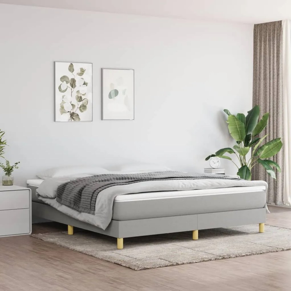 Rám postele s boxspringem světle šedý 180 x 200 cm textil 3120630