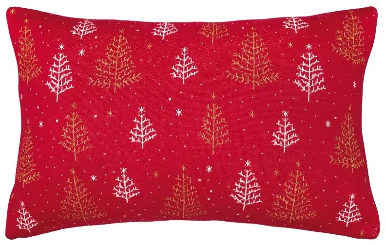 SCANquilt pletený povlak DESIGN LUREX stromky červenozlatá 40 x 60 cm