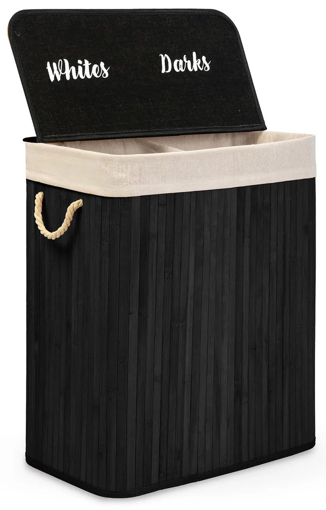 Bambusový prádlený koš s víkem 100 l Massido pro elegantní ukládání prádla
