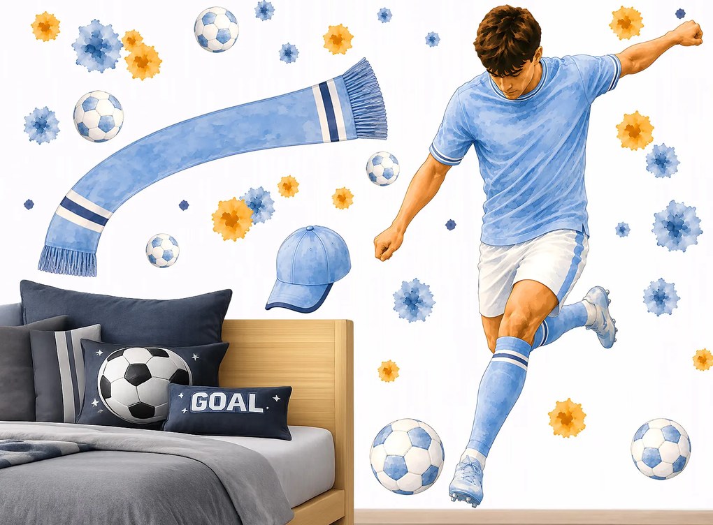 Fotbalista Manchester City úpravy na přání fotbalové nálepky na stěnu arch 49 x 75 cm