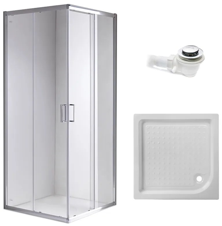 BPS-koupelny Čtvercový sprchový kout HYD-SK93B 90x90 chrom/transparent + vanička HYD-SSV-SXL02B bílá