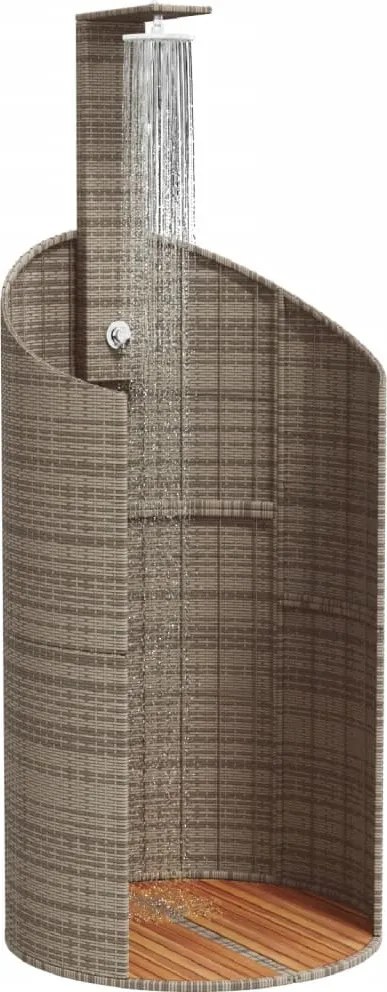 vidaXL Venkovní sprcha 100 x 100 x 241,5 cm polyratan a akácie [368214] Barva: Šedá