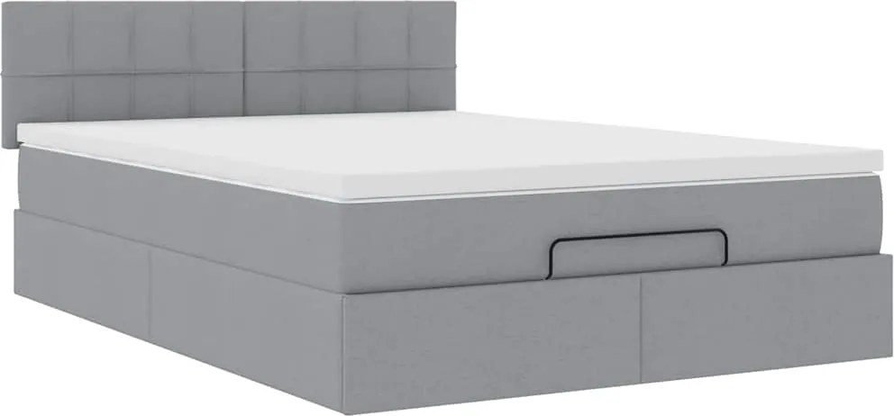 Osmanská postel s matrací &amp; LED světle šedá 140x190 cm látka 3312305