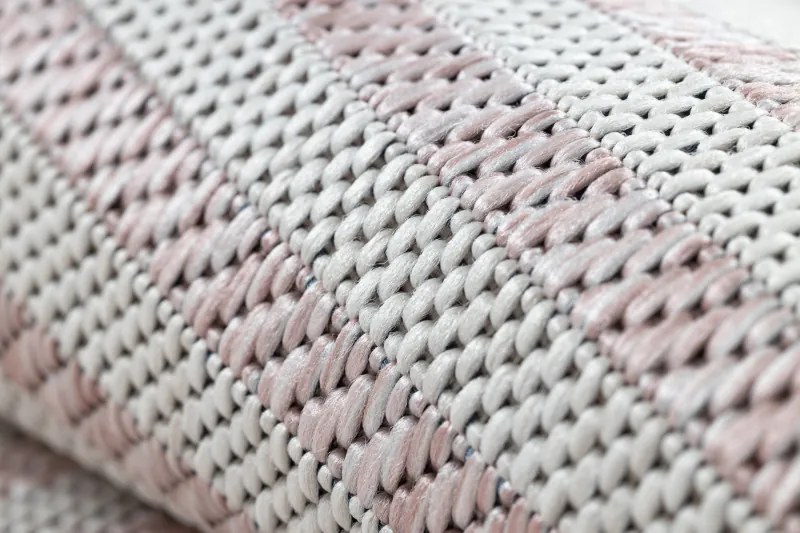 Dywany Łuszczów, Kusový koberec Sion Sisal Labirinth 22376 pink/ecru – na ven i na doma, 140x190, růžová, chodba / předsíň
