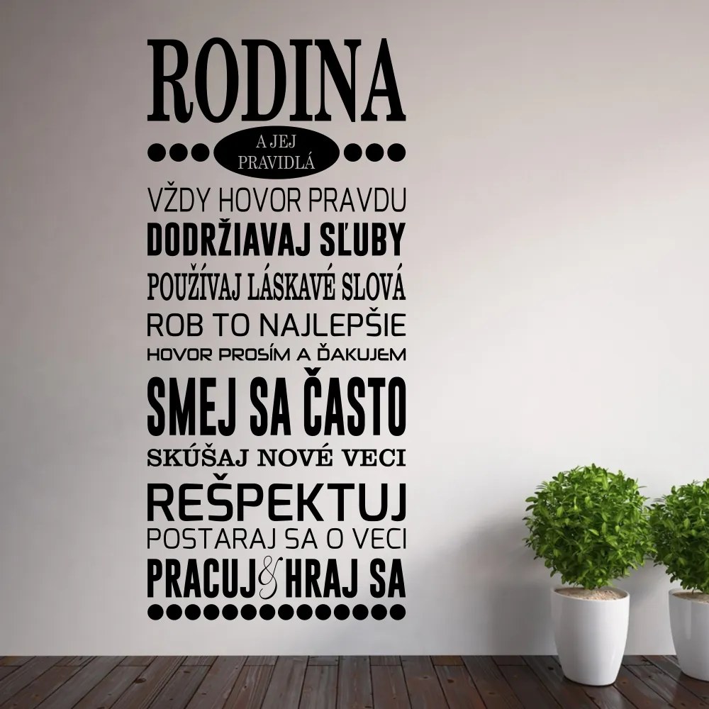 Samolepky na stenu - Rodinné pravidlá SK Barva: Vanilková, Velikost: 100x43 cm