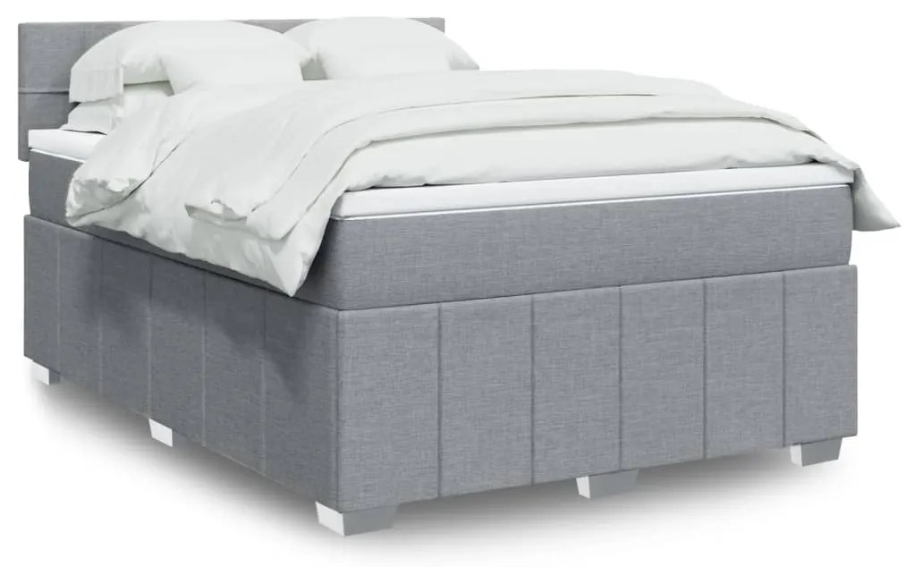 Box spring postel s matrací světle šedá 140 x 190 cm textil 3289363