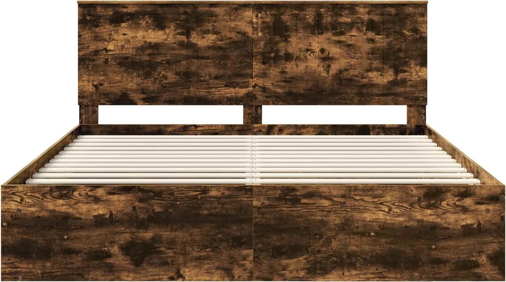 Rám postele Kouřový dub 180 x 200 cm Masivní borové dřevo 3410978