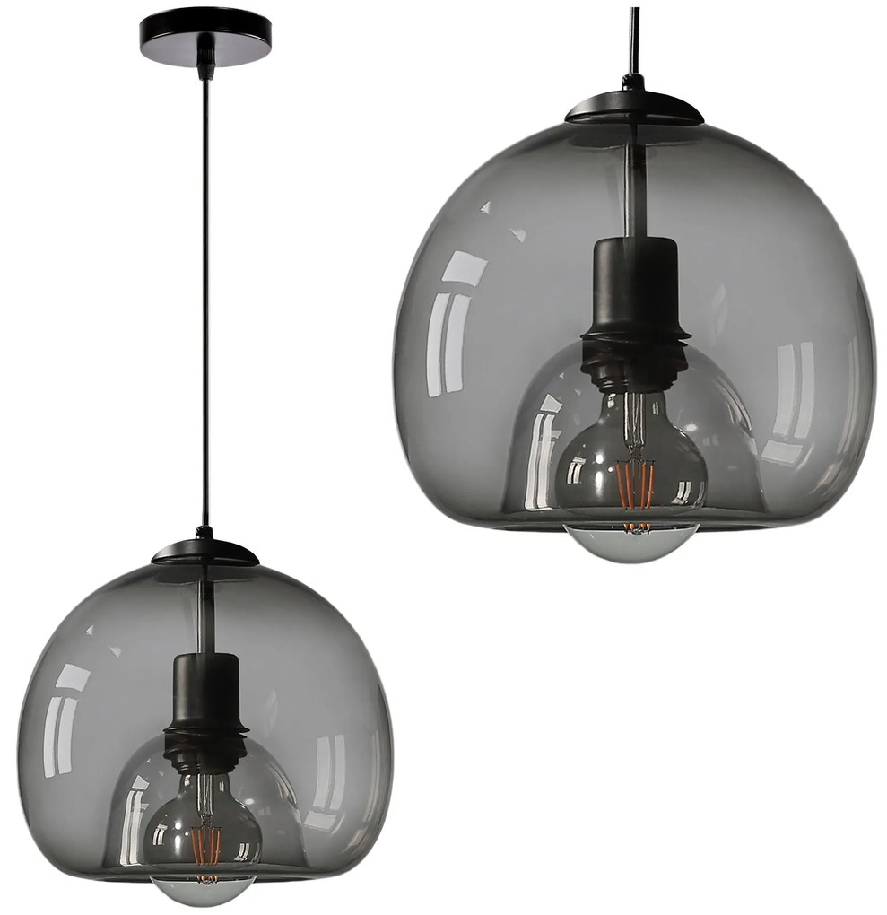 Toolight - závěsná skleněná svítilna s kouřového skla E27 60W APP1027-1CP, černá, OSW-01154