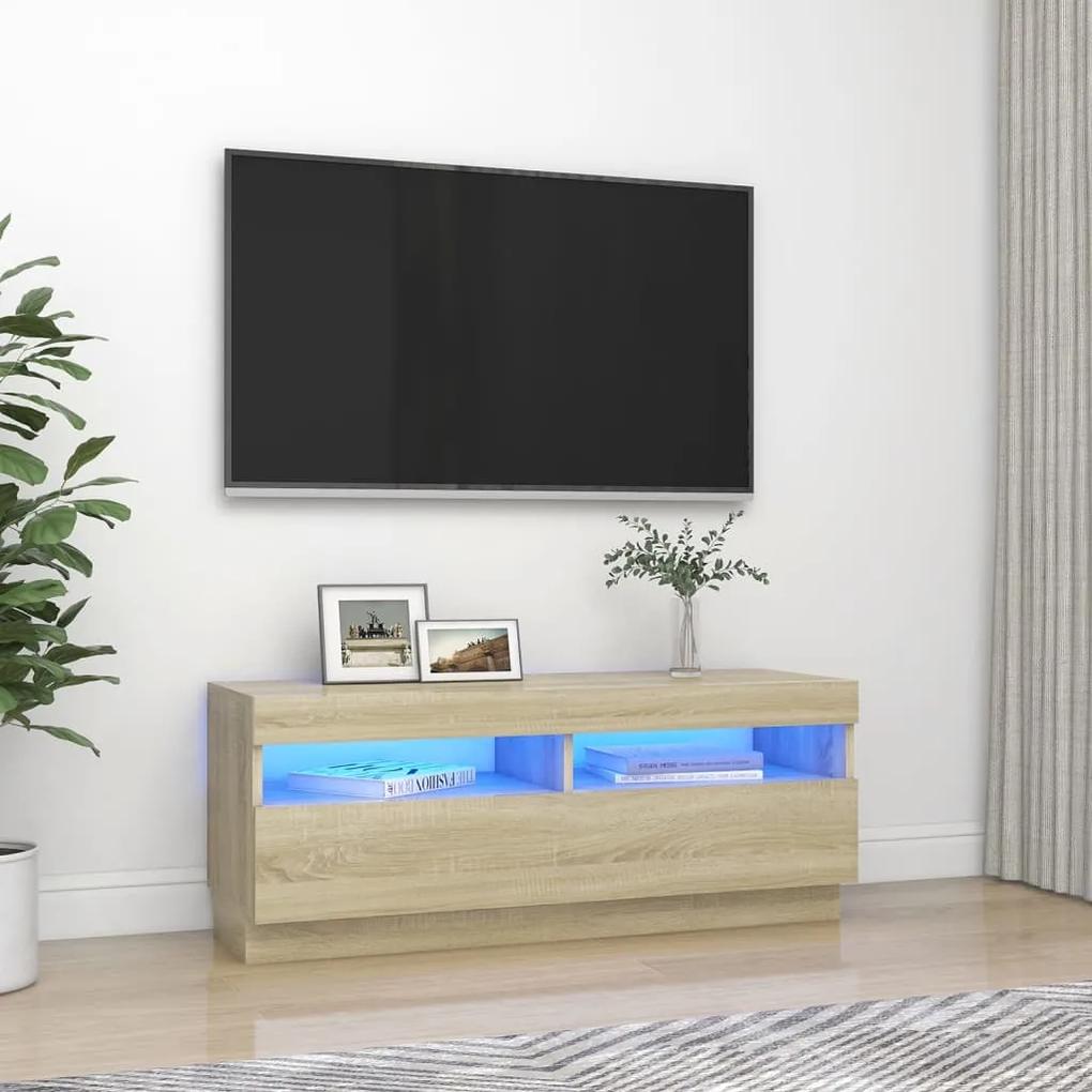 TV skříňka s LED osvětlením dub sonoma 100 x 35 x 40 cm - Default Title