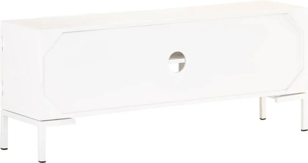 TV stolek bílý 115 x 30 x 46 cm masivní mangovníkové dřevo 323580