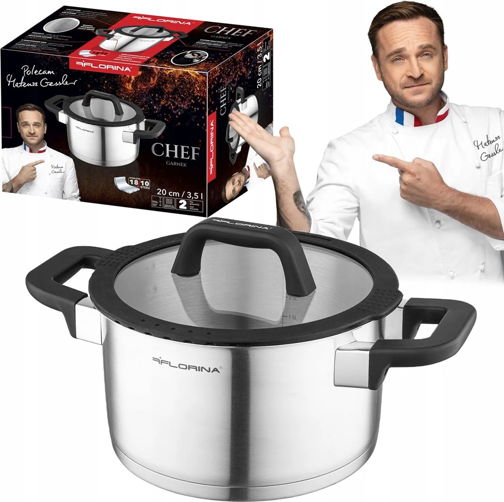 Hrnec Tradiční Nerezová Ocel Silikon Chef 20 CM 3,5 L Od Firmy Mateusz Gessler