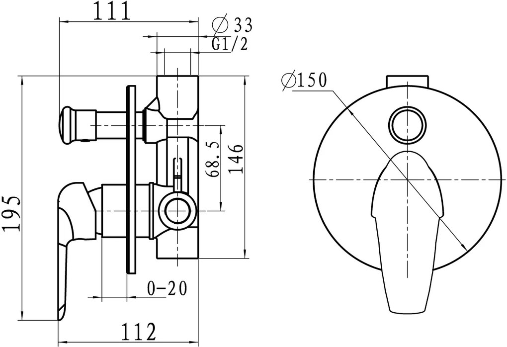 Novaservis Nobless Wat - Vanová baterie pod omítku pro dva spotřebiče, chrom, 39050R,0