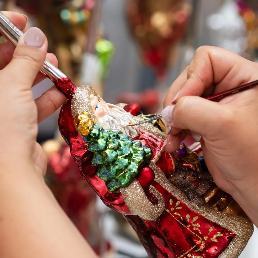 Sběratelská skleněná ozdoba na stromeček Santa Balón