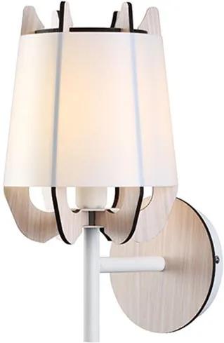 Nástěnné svítidlo | Ø17cm, světlé dřevo + matná bílá + bílá | Aca Lighting (ZM170011W)