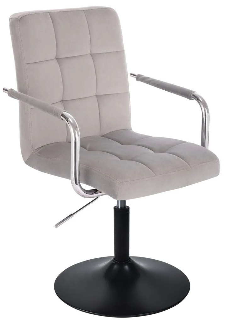 LuxuryForm DESIGN Otočná židle VERONA VELUR na černém talíři - světle šedá