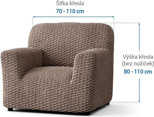 Bielastické potahy MOSAICO oříškové křeslo (š. 60 - 110 cm)