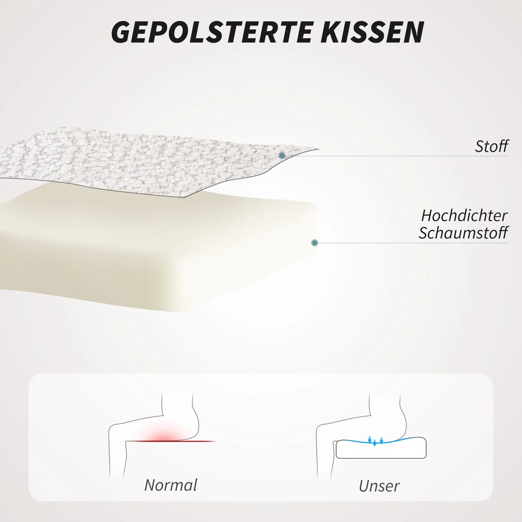 HOMCOM Polstrované kancelářské křeslo s plyšovým potahem, vaničkový design, pojízdné kancelářské křeslo, ocelová podstava, Krémová + Černá
