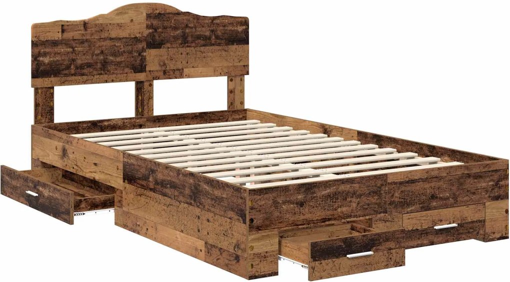 Rám postele s čelo Staré dřevo 120 x 190 cm Kompozitní dřevo 3413227