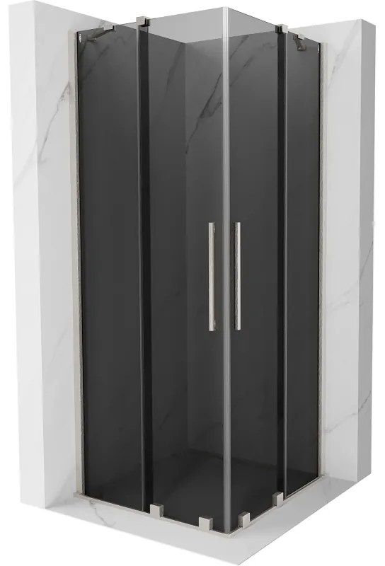 Mexen Velar Duo, sprchový kout s posuvnými dveřmi 80 x 80 cm, 8mm šedé sklo, broušená ocel, 871-080-080-42-97